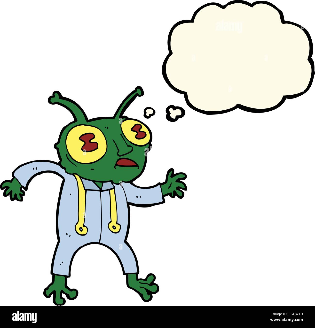 cartoon alien spaceman with thought bubble Stock Vector Image & Art - Alamy