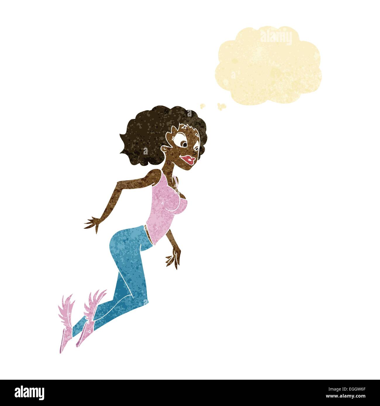 cartoon flying woman with thought bubble Stock Vector Image & Art - Alamy