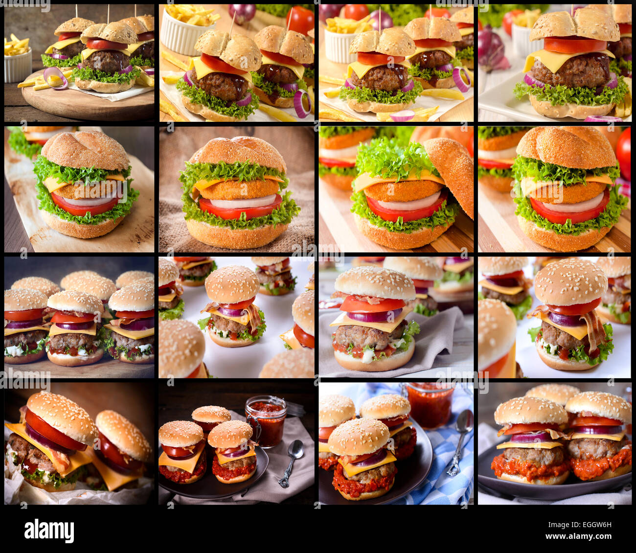 Large group of beef burgers Stock Photo - Alamy