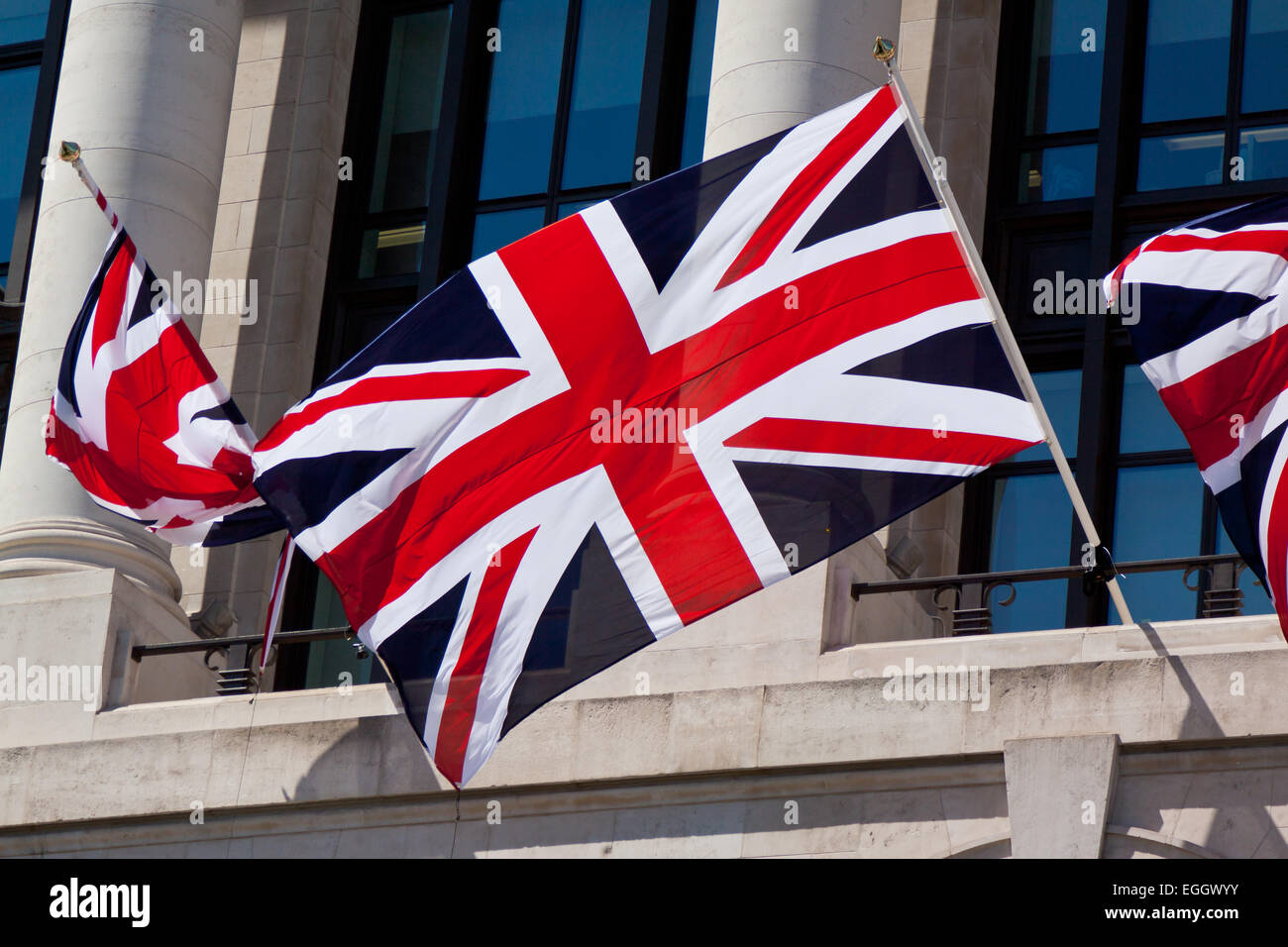 London building decorated with Union Jack flags Stock Photo - Alamy