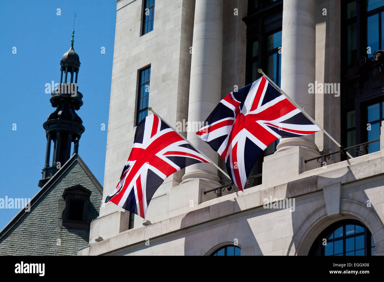 London building decorated with Union Jack flags Stock Photo - Alamy
