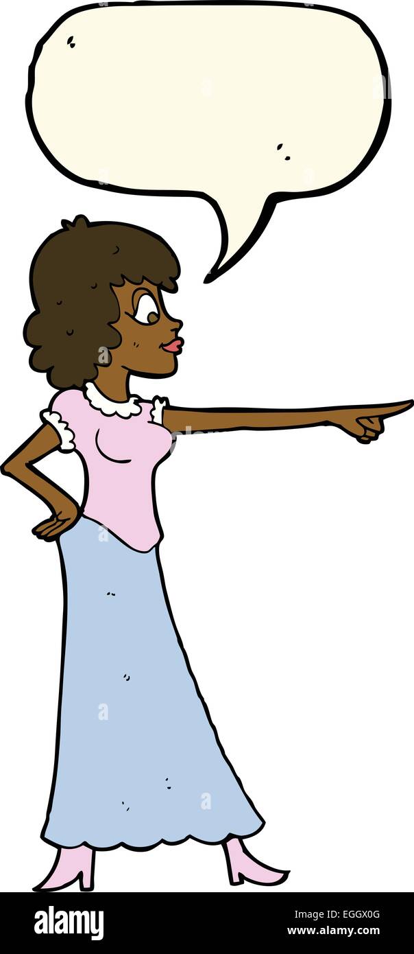 cartoon woman pointing finger with speech bubble Stock Vector Image ...