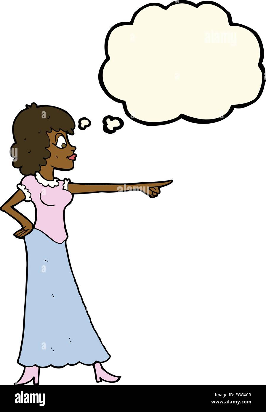 Cartoon Woman Pointing Finger With Thought Bubble Stock Vector Image