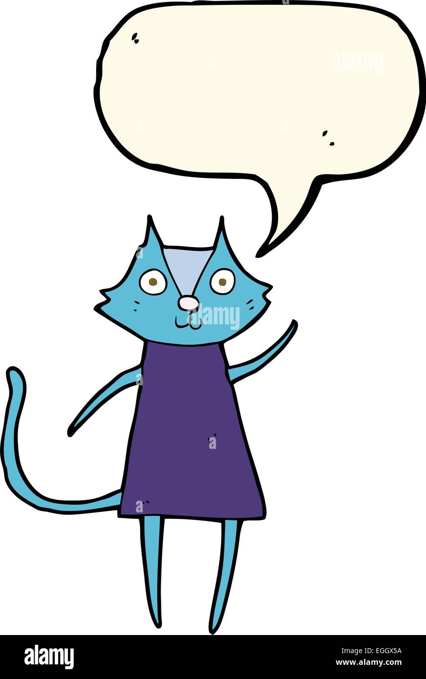 cute cartoon black cat waving with speech bubble Stock Vector Image ...