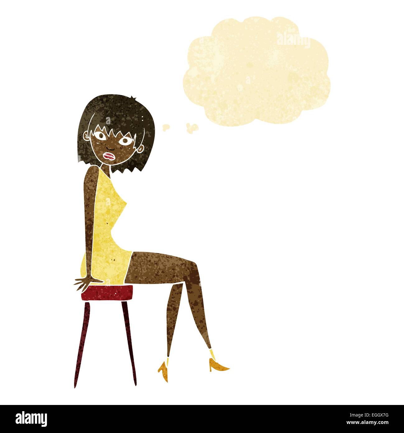 Cartoon woman sitting on stool Stock Vector Images - Alamy