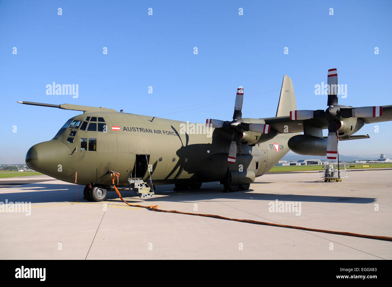 C-130 Hercules from the Austrian Air Force refueling on the base at ...