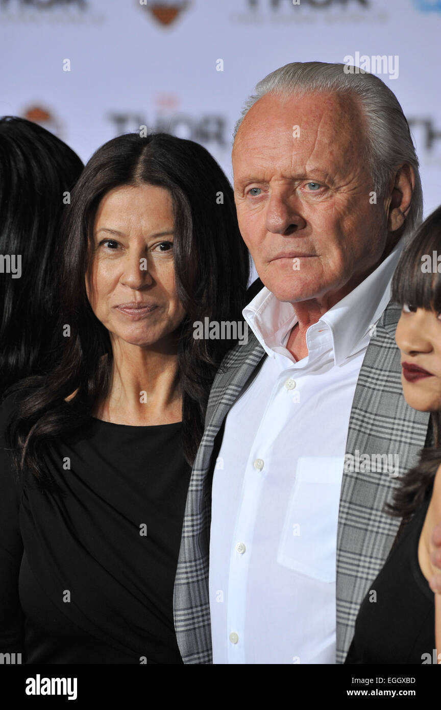 LOS ANGELES, CA - NOVEMBER 4, 2013: Sir Anthony Hopkins & wife Stella ...