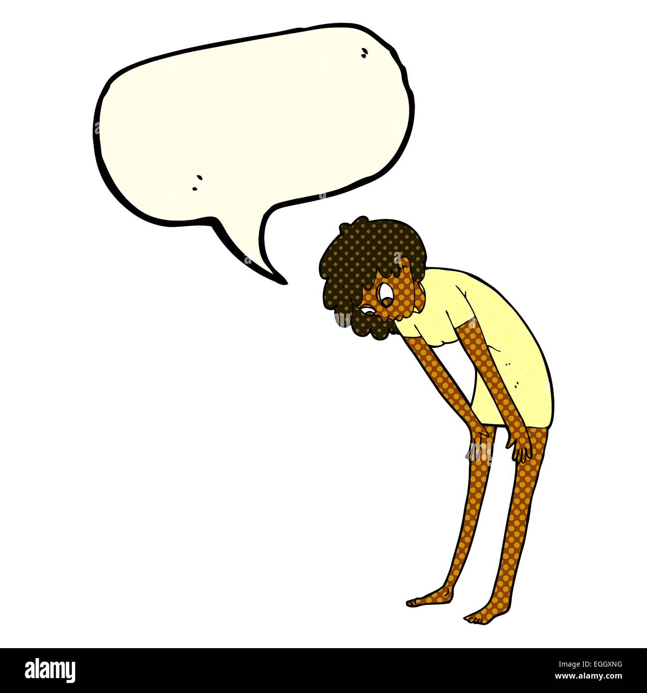 cartoon woman looking at her feet with speech bubble Stock Vector Image ...