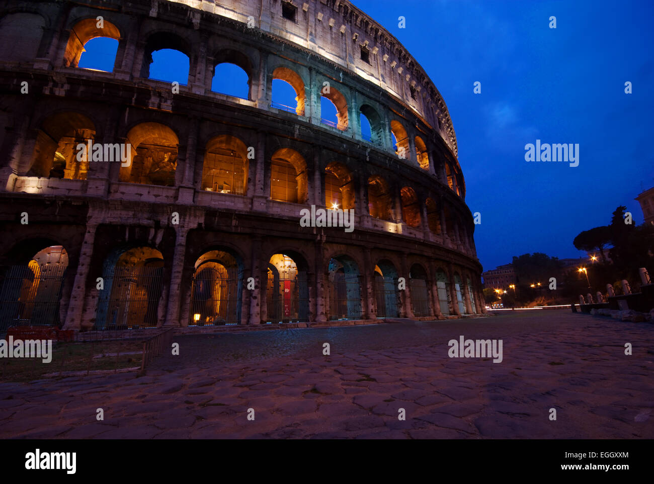 The Roman Coliseum at night. A picture of the great amphitheater just ...