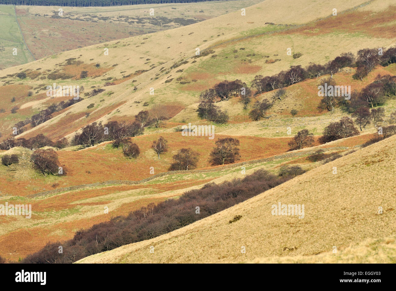 Aerial view of the Vale of Edale, Peak District, Derbyshire, UK. Image ...