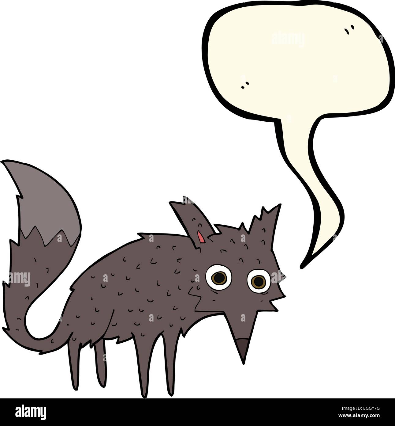 funny cartoon little wolf with speech bubble Stock Vector Image & Art ...