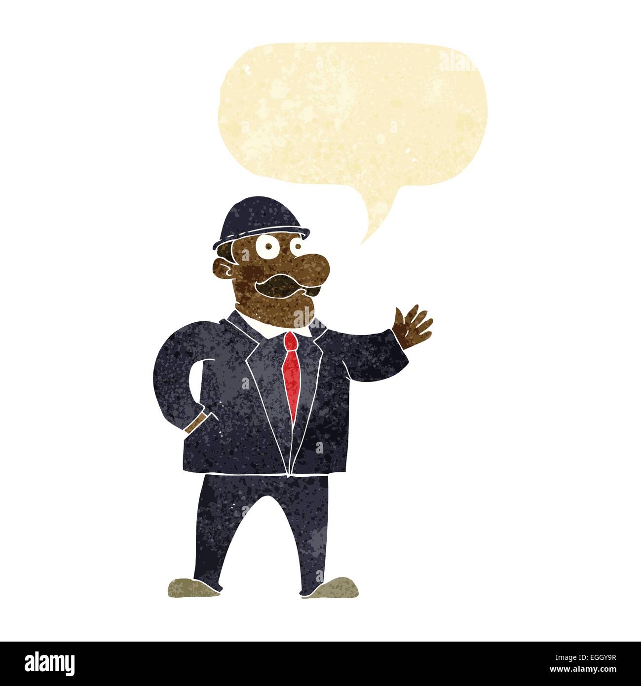 cartoon sensible business man in bowler hat with speech bubble Stock ...