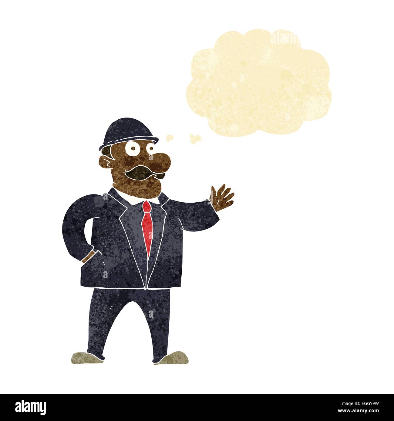 cartoon sensible business man in bowler hat with thought bubble Stock ...