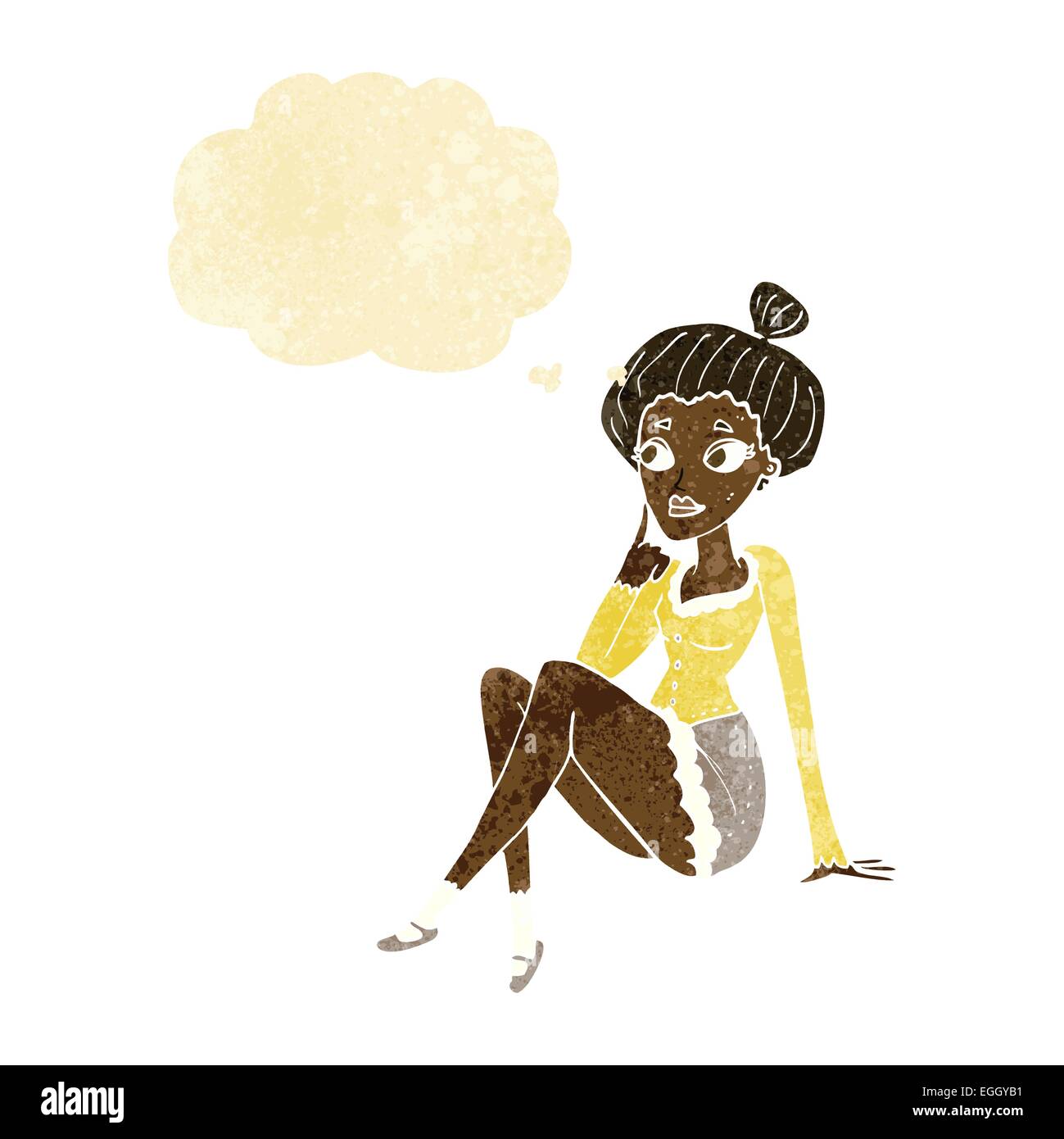 Cartoon attractive woman sitting thinking hi-res stock photography and ...