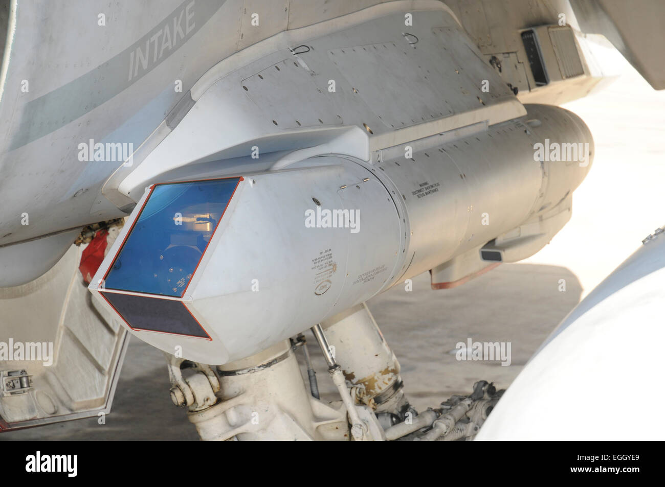Close-up of the AN/AAQ-33 Sniper targeting pod on a CF-18 Hornet of the Royal Canadian Air Force ...