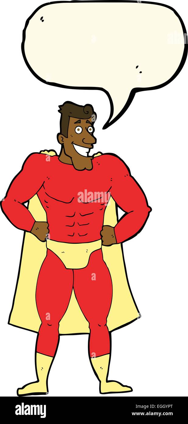 cartoon superhero with speech bubble Stock Vector Image & Art - Alamy