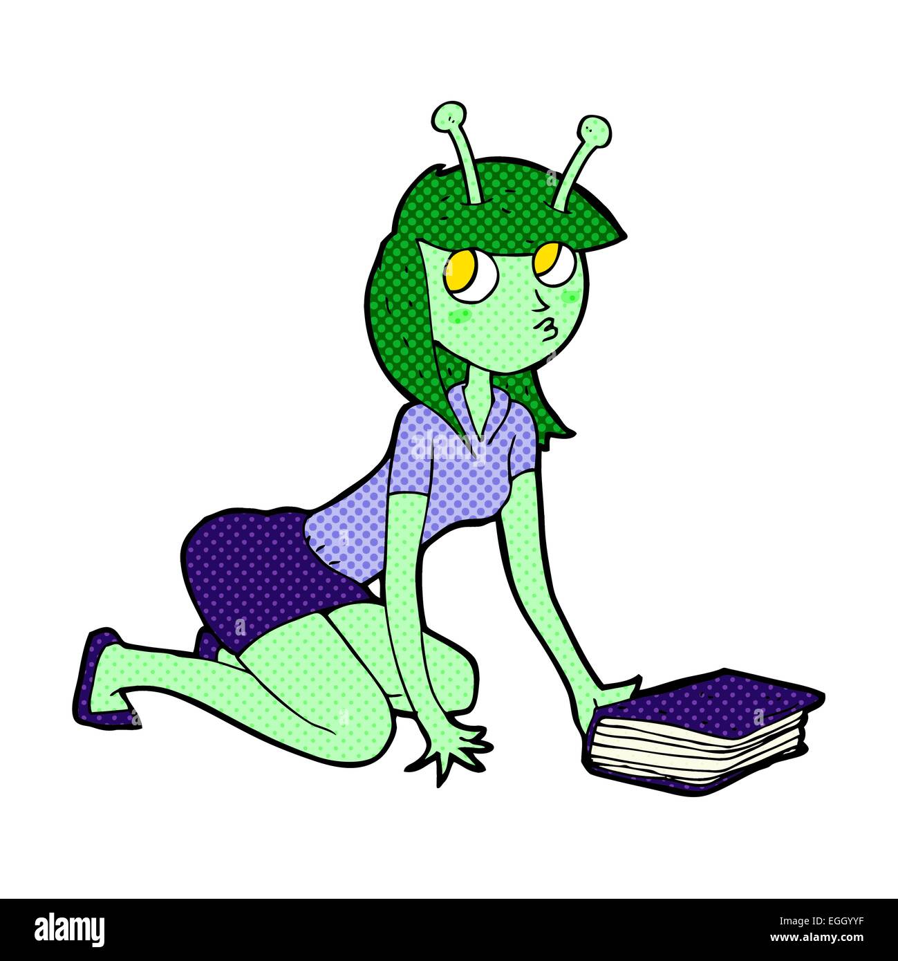 Cartoon alien girl book Cut Out Stock Images & Pictures - Alamy