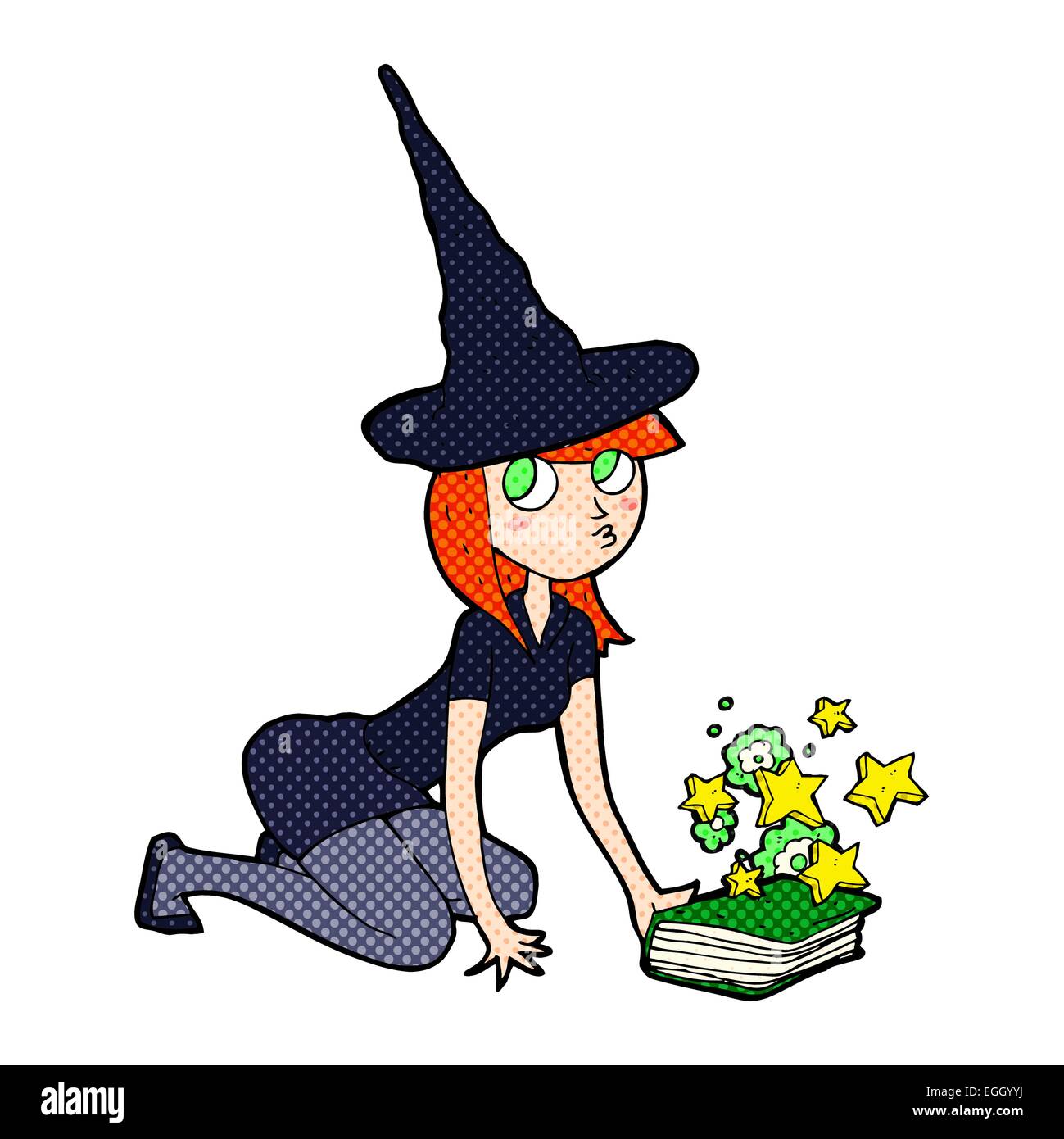 cartoon witch and spell book Stock Vector Image & Art - Alamy