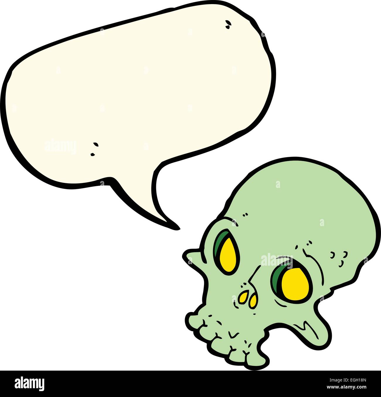 cartoon spooky skull with speech bubble Stock Vector Image & Art - Alamy