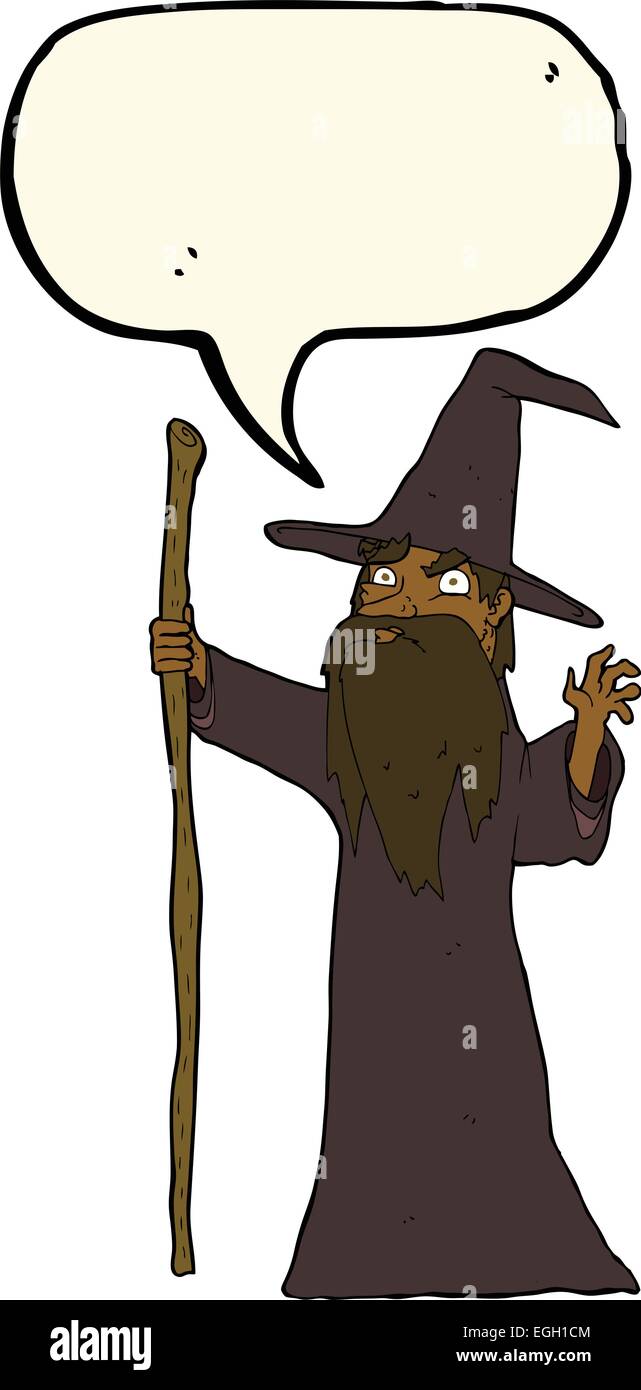 cartoon spooky wizard with speech bubble Stock Vector Image & Art - Alamy