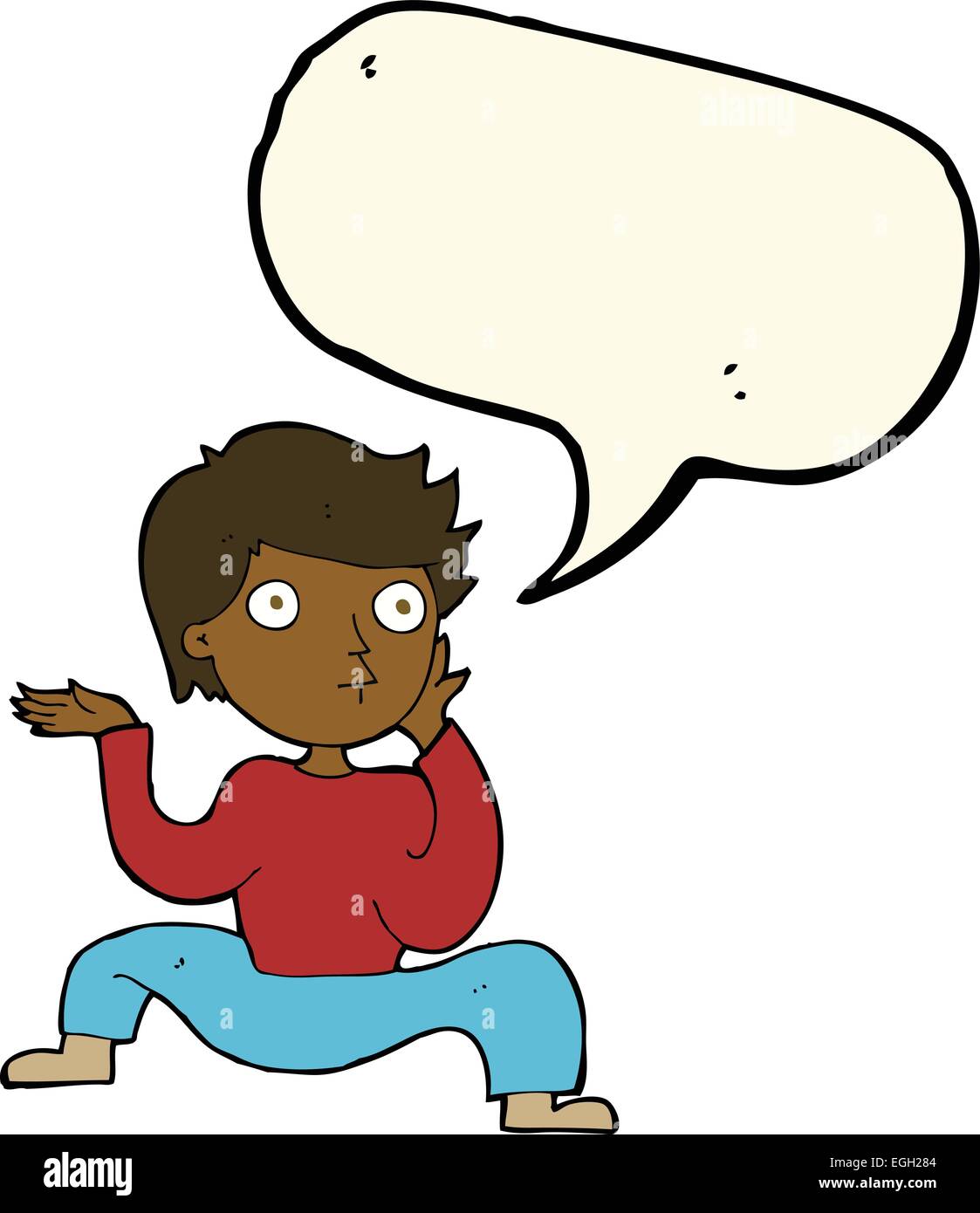 cartoon boy doing crazy dance with speech bubble Stock Vector Image ...