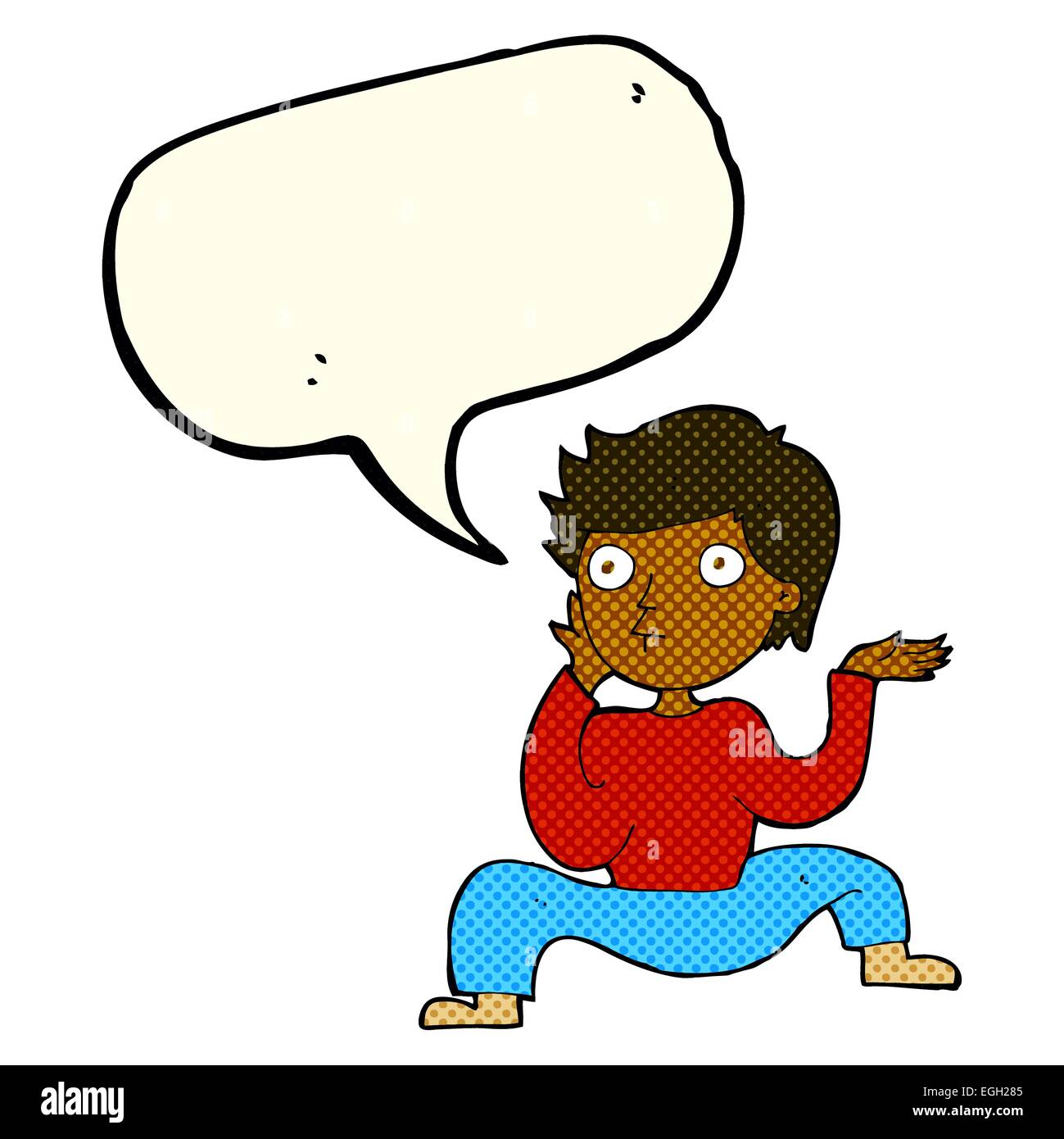 cartoon boy doing crazy dance with speech bubble Stock Vector Image ...