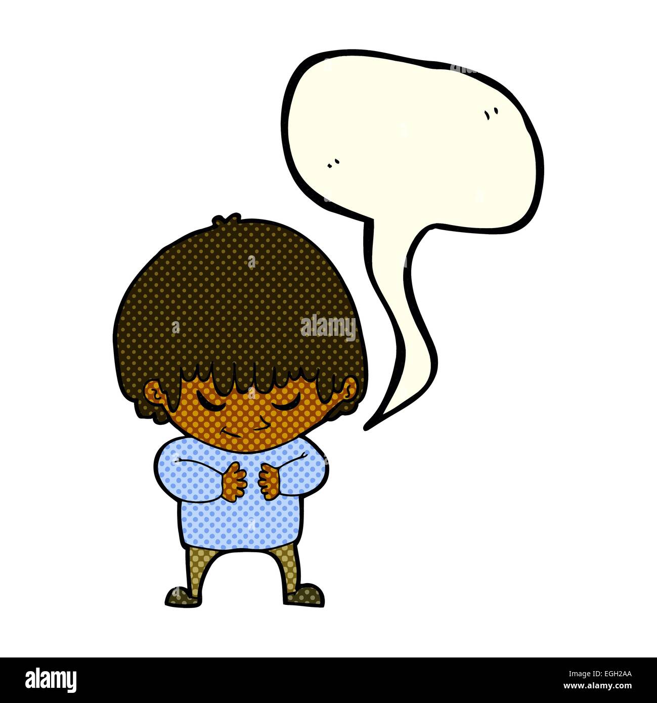 cartoon shy boy with speech bubble Stock Vector Image & Art - Alamy