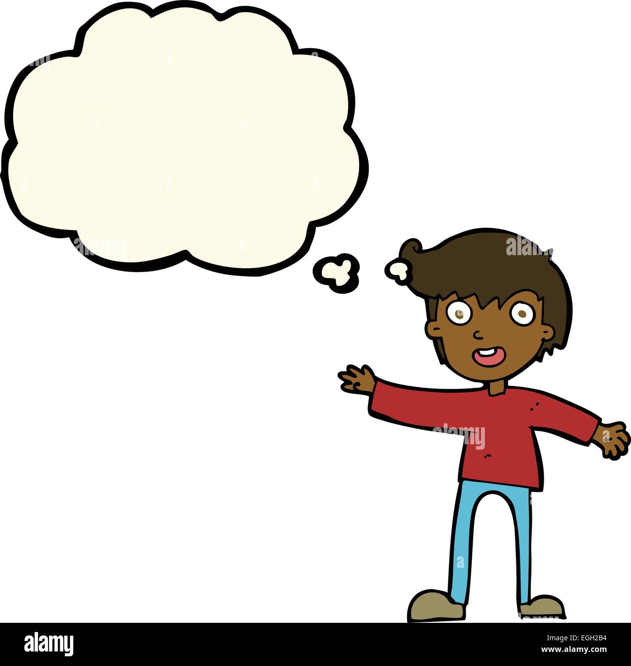 cartoon excited boy with thought bubble Stock Vector Image & Art - Alamy