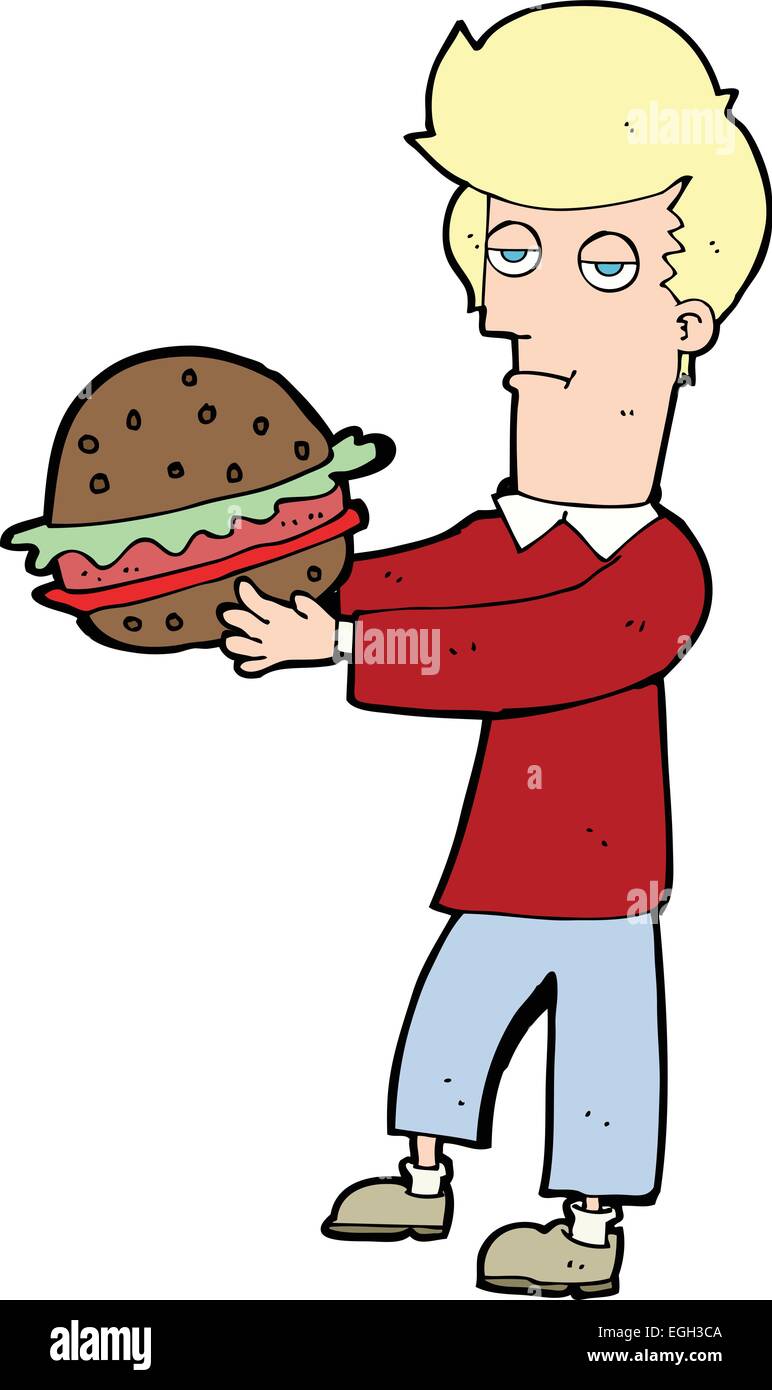 cartoon man eating burger Stock Vector Image & Art - Alamy
