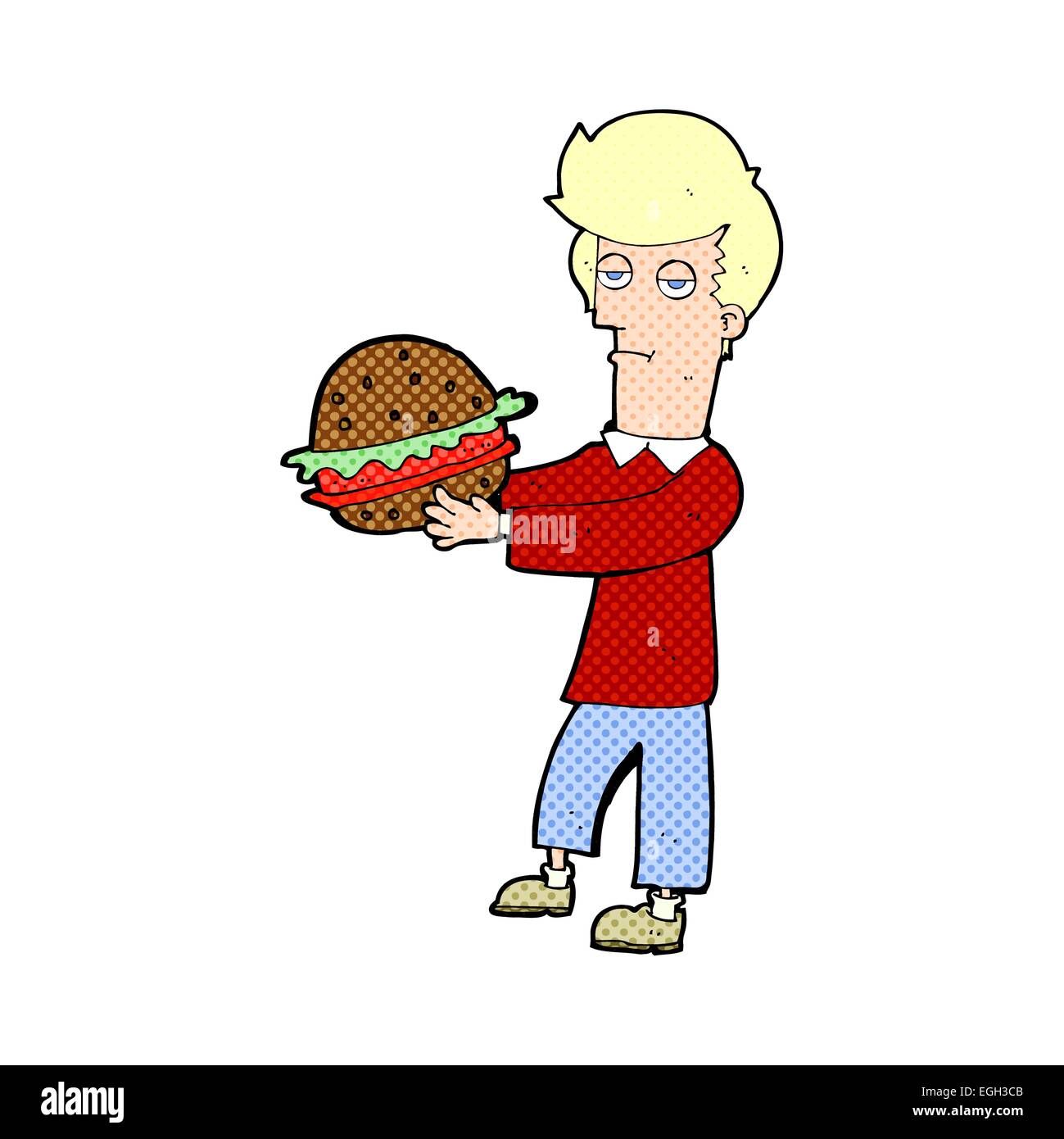 cartoon man eating burger Stock Vector Image & Art - Alamy