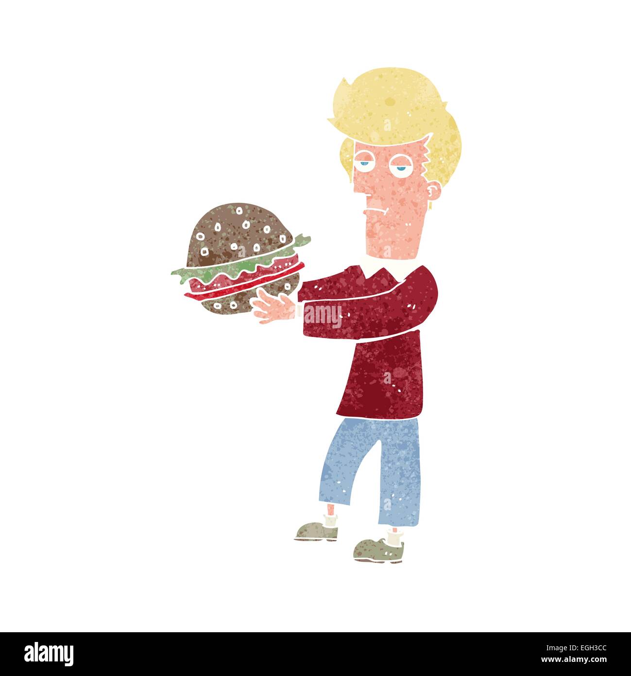 cartoon man eating burger Stock Vector Image & Art - Alamy