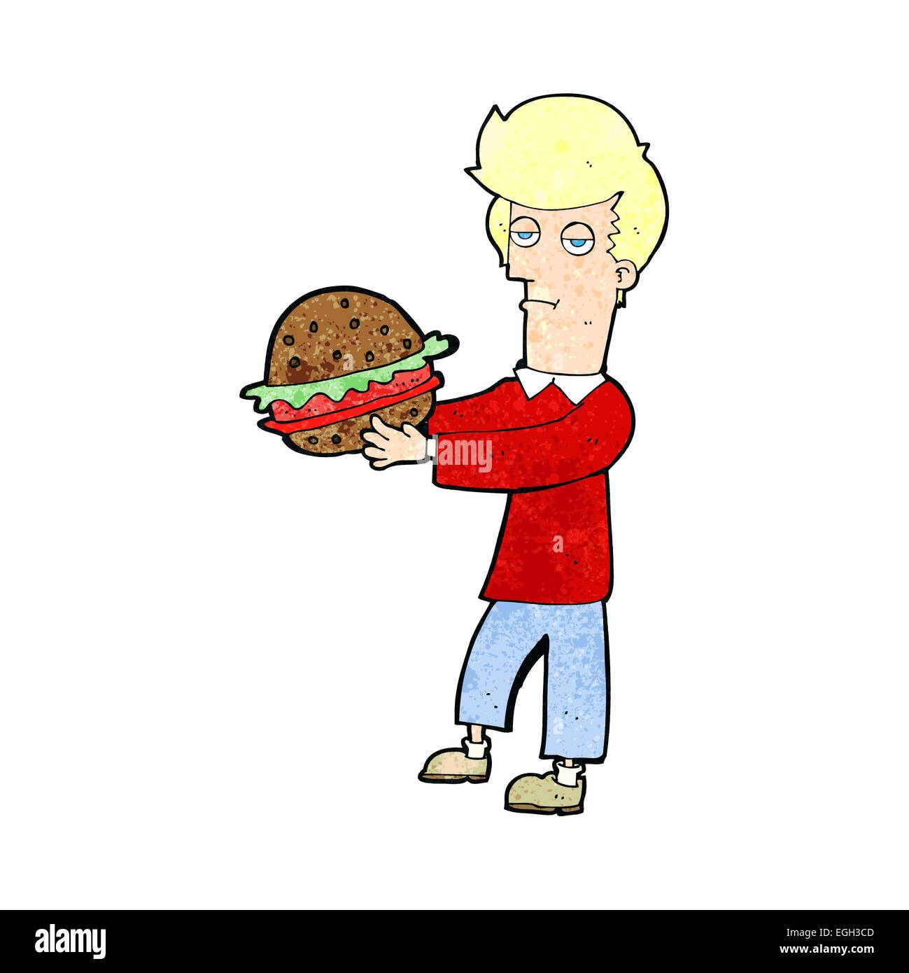 Cartoon man eating burger Cut Out Stock Images & Pictures - Alamy