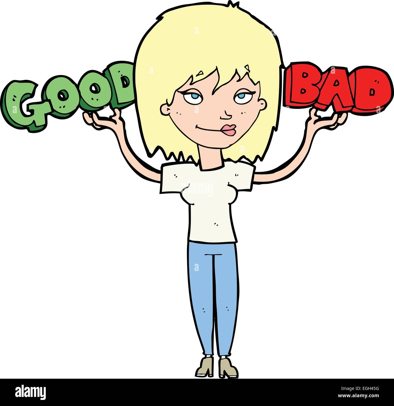 cartoon woman weighing up options Stock Vector Image & Art - Alamy