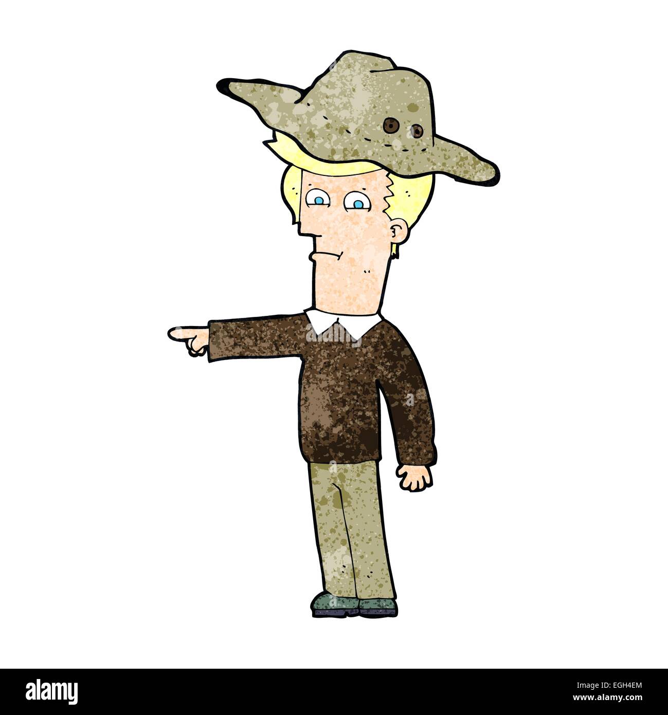 cartoon pointing man wearing hat Stock Vector Image & Art - Alamy