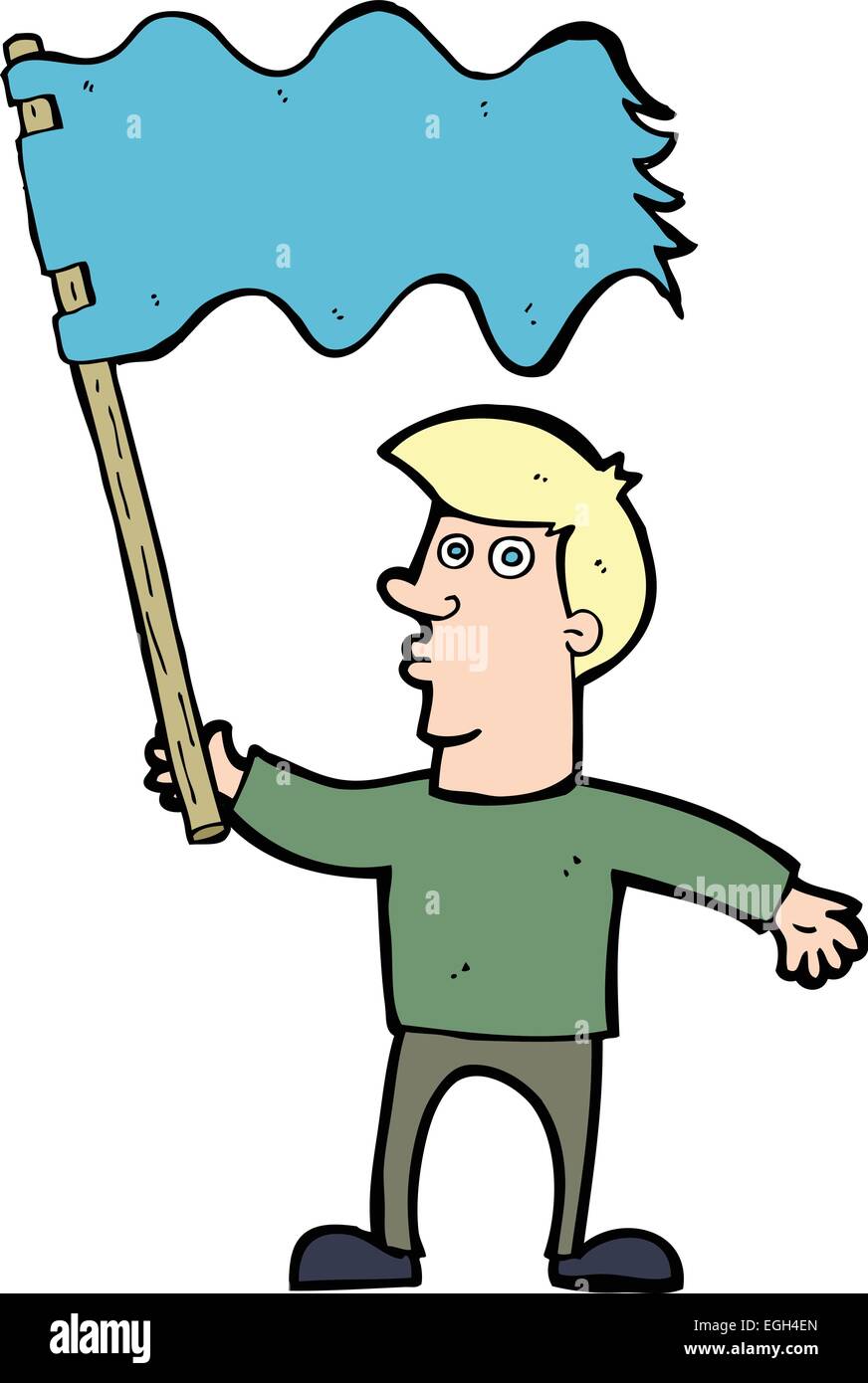 cartoon man waving flag Stock Vector Image & Art - Alamy