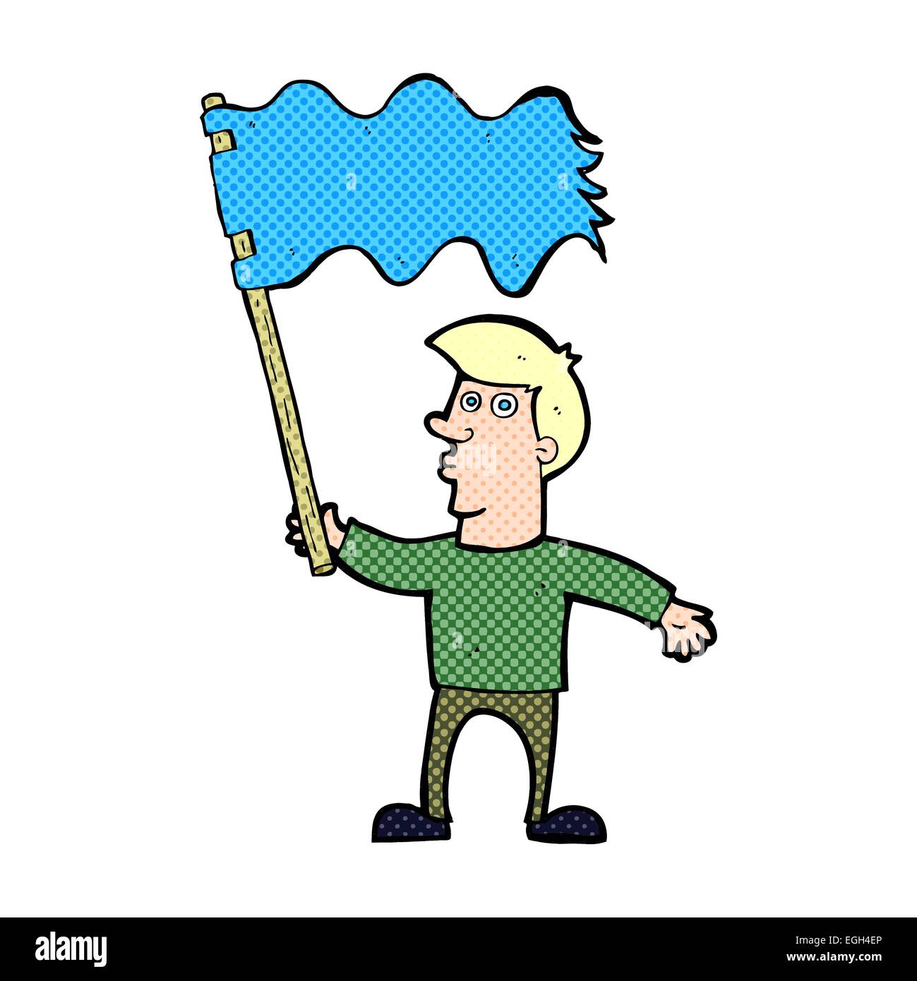 cartoon man waving flag Stock Vector Image & Art - Alamy