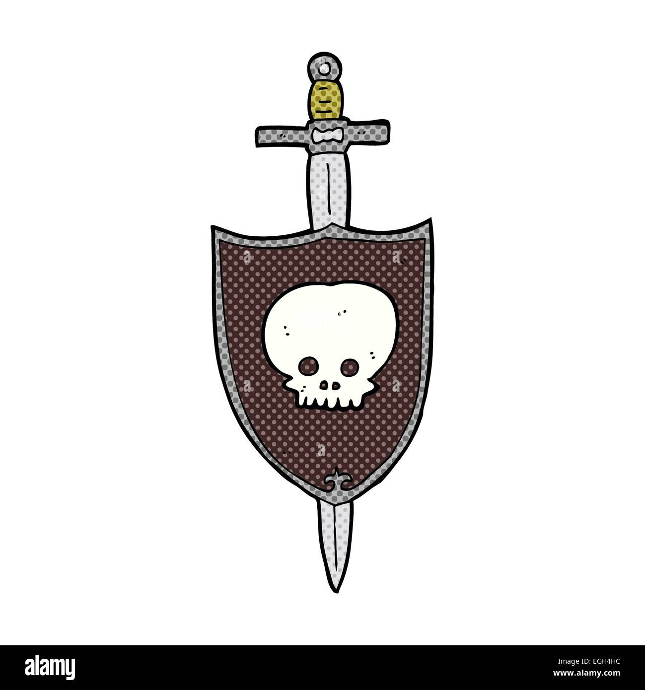 cartoon sword and shield with skull Stock Vector Image & Art - Alamy