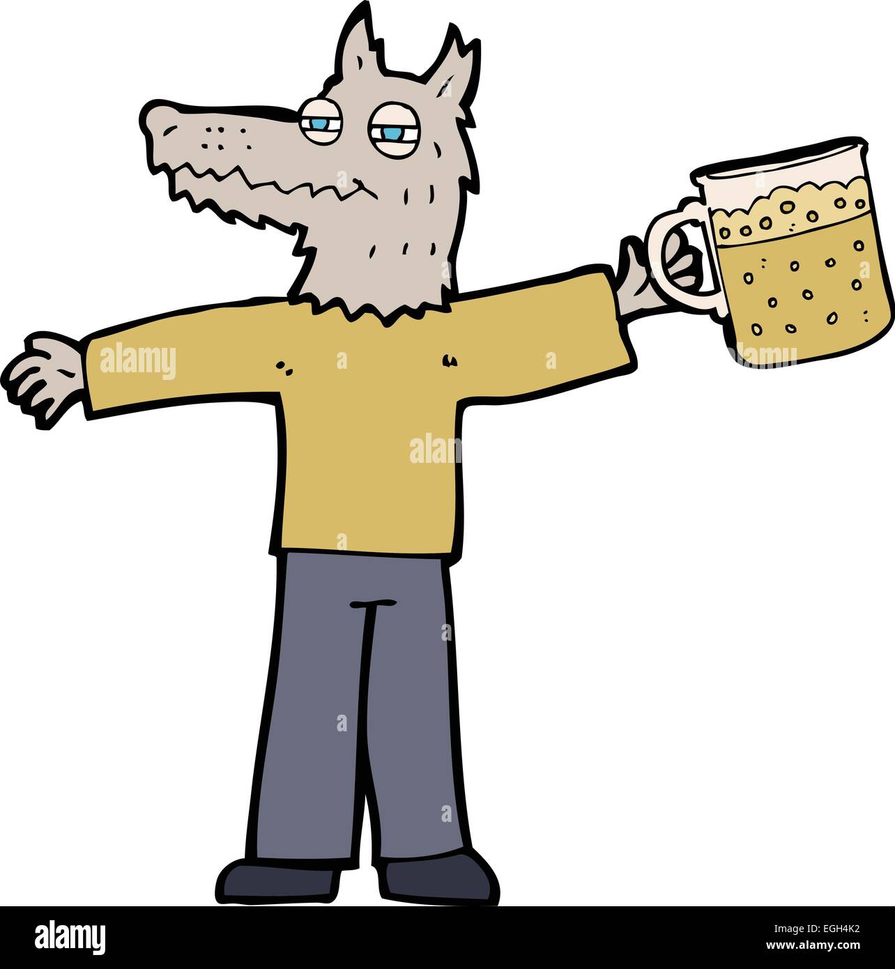 cartoon wolf man drinking beer Stock Vector Image & Art - Alamy
