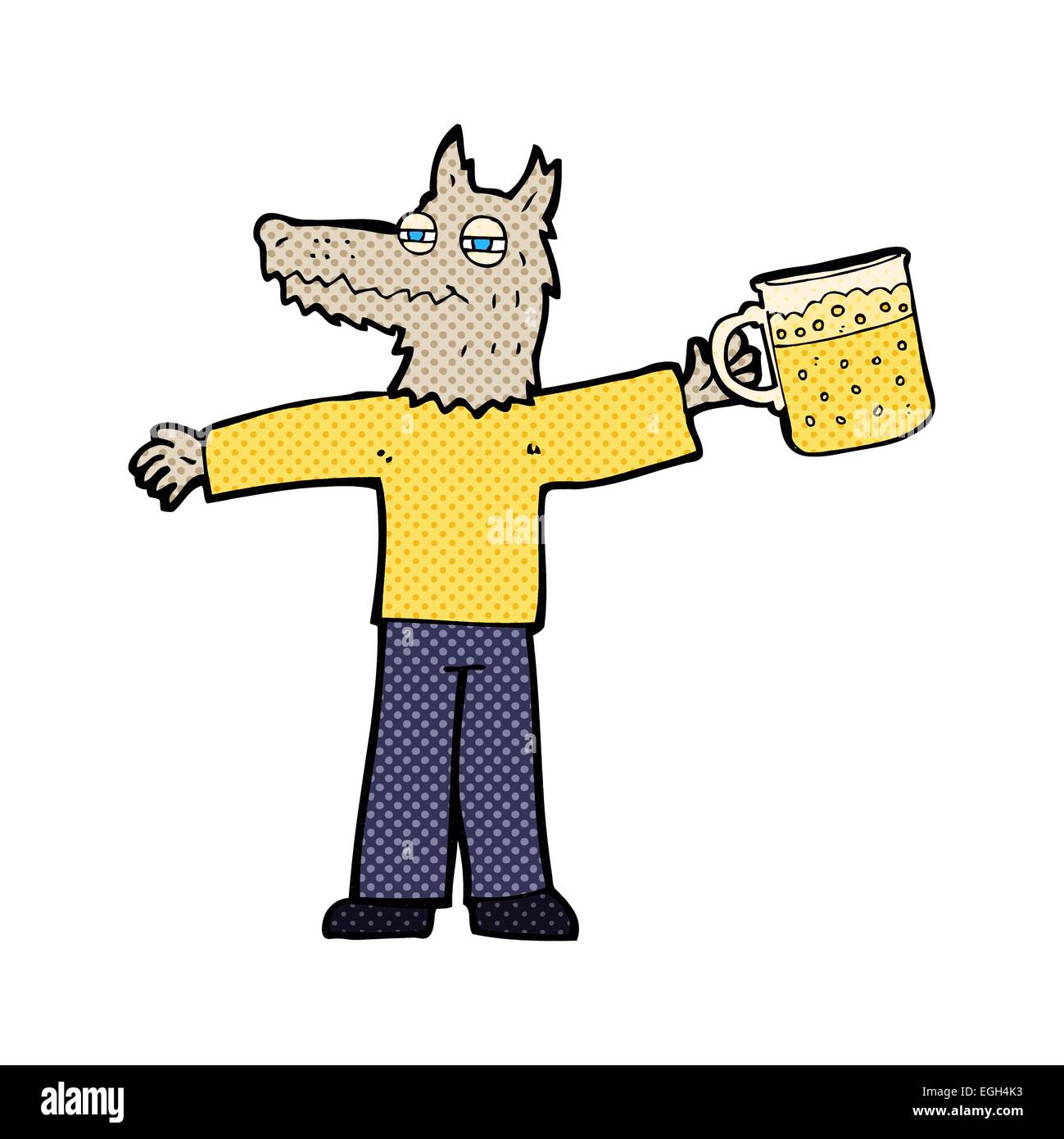 cartoon wolf man drinking beer Stock Vector Image & Art - Alamy