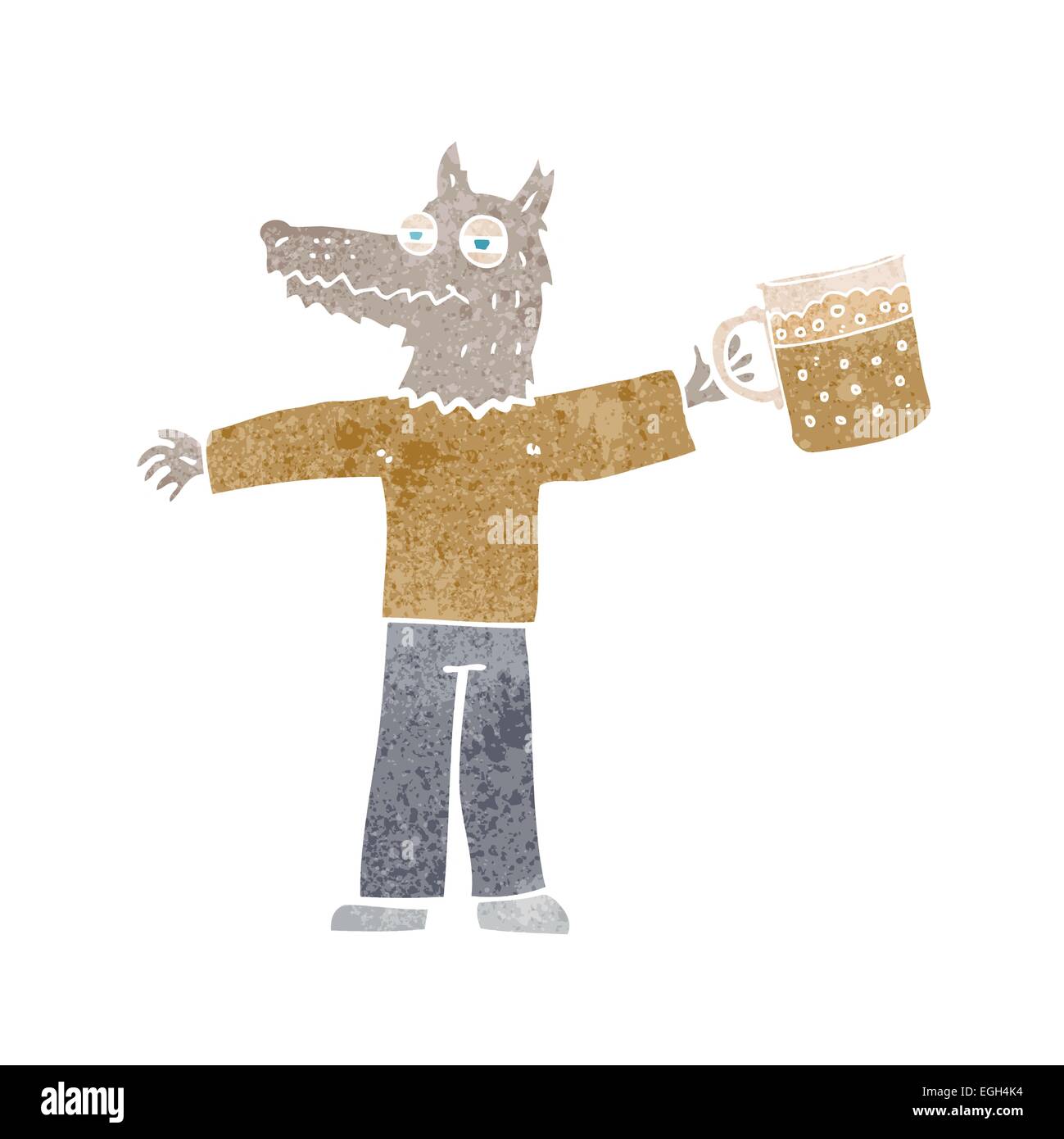 cartoon wolf man drinking beer Stock Vector Image & Art - Alamy