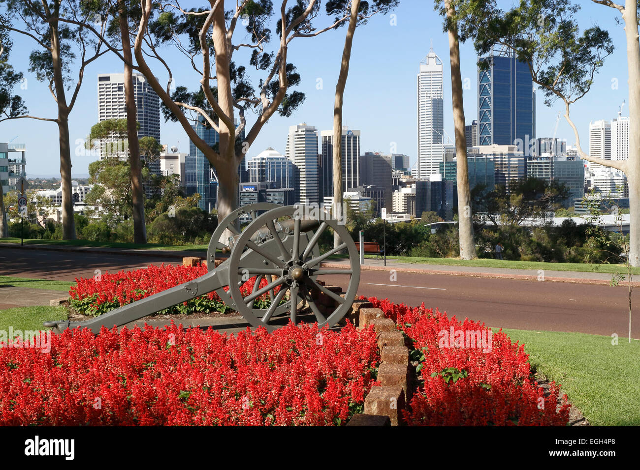 Canon in Kings Park overlooking the Western Australian capital city of ...