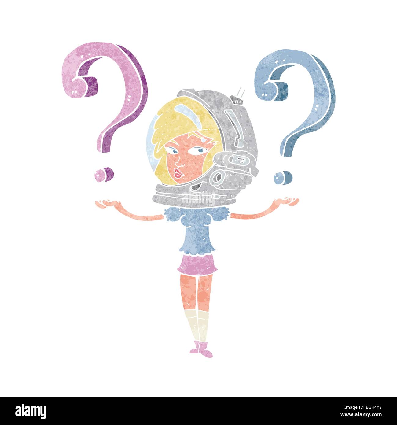 cartoon woman in astronaut helmet asking questions Stock Vector Image ...