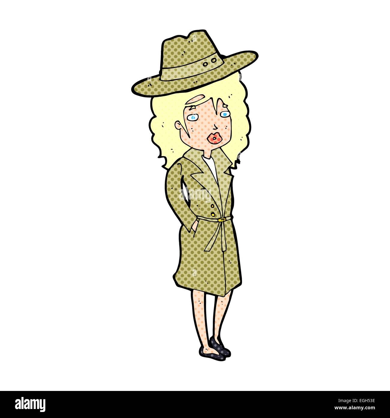 cartoon woman wearing sensible hat Stock Vector Image & Art - Alamy