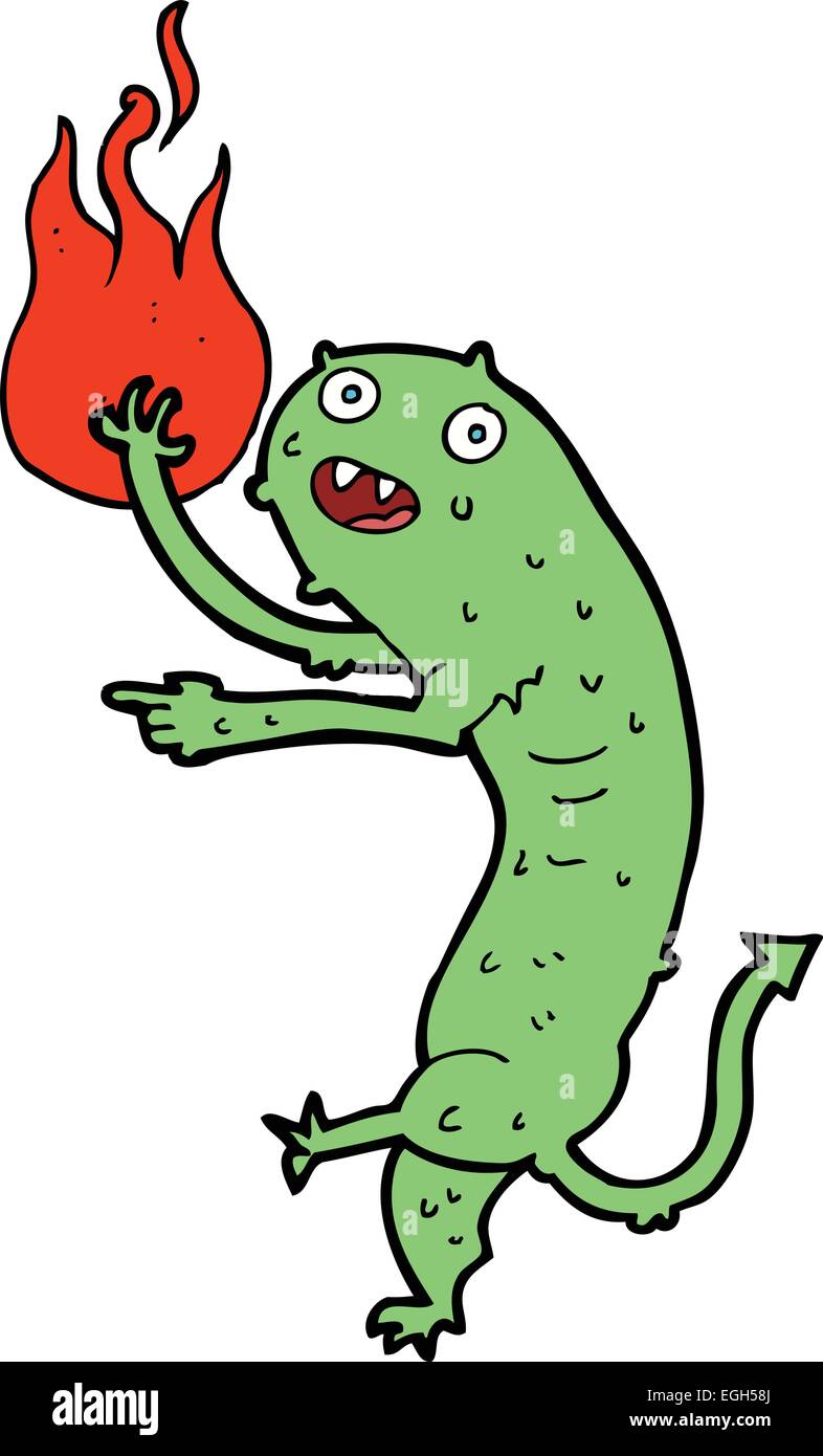 cartoon little imp with fire Stock Vector Image & Art - Alamy