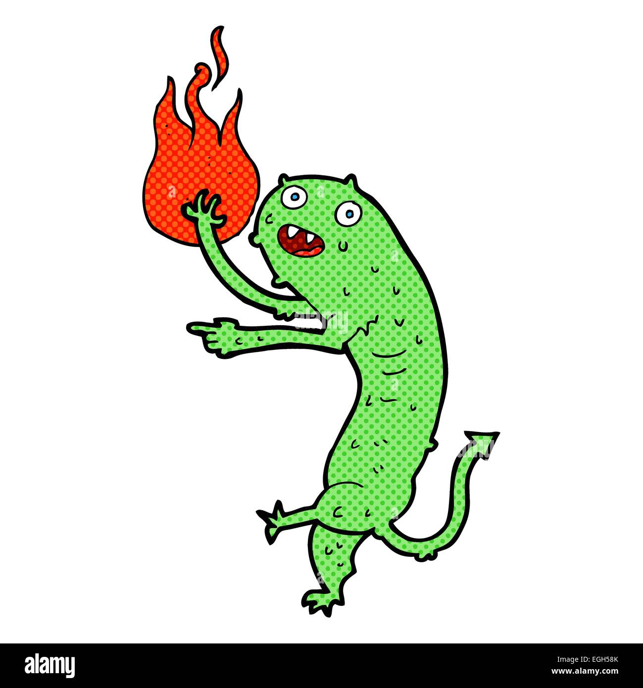 cartoon little imp with fire Stock Vector Image & Art - Alamy