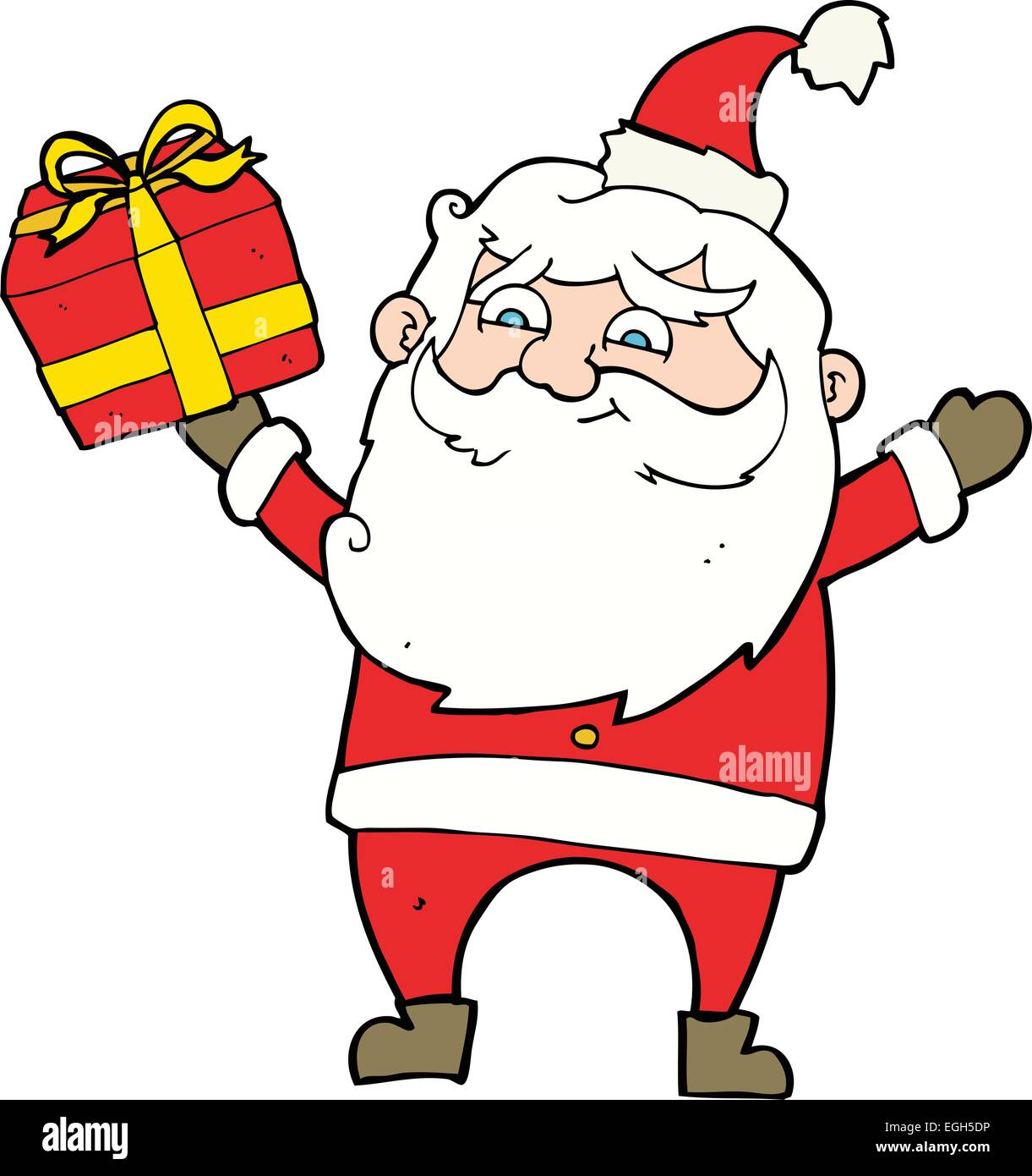 cartoon happy santa claus with present Stock Vector Image & Art - Alamy