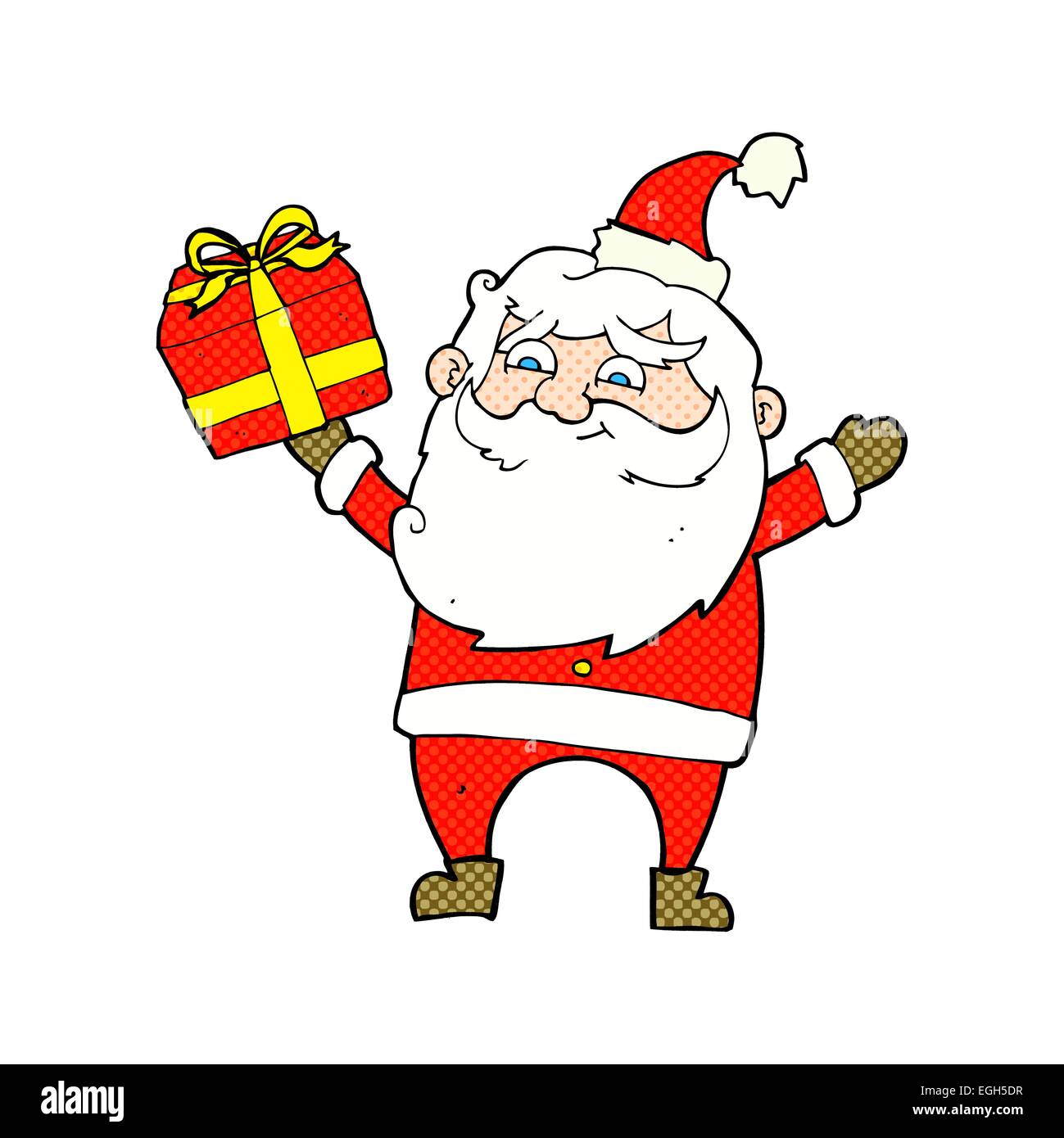 cartoon happy santa claus with present Stock Vector Image & Art - Alamy