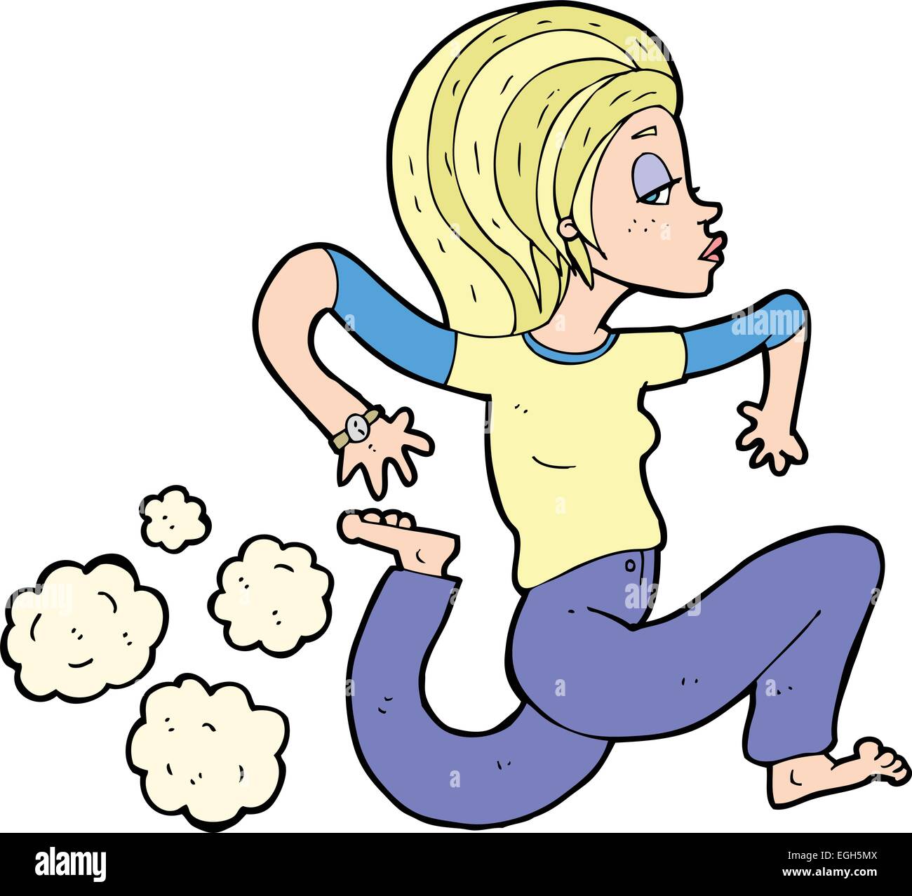 cartoon woman running barefoot Stock Vector Image & Art - Alamy