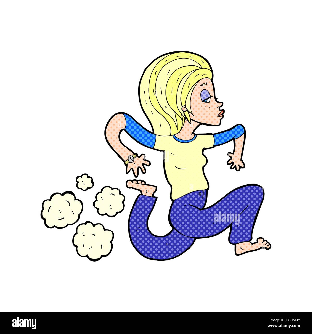 cartoon woman running barefoot Stock Vector Image & Art - Alamy