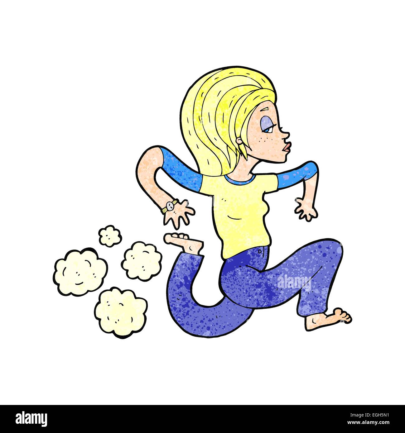 cartoon woman running barefoot Stock Vector Image & Art - Alamy
